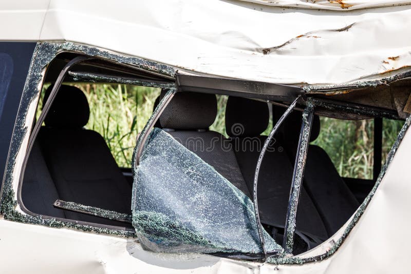 Close Up of Smashed Minivan after Serious Car Accident Stock Photo ...