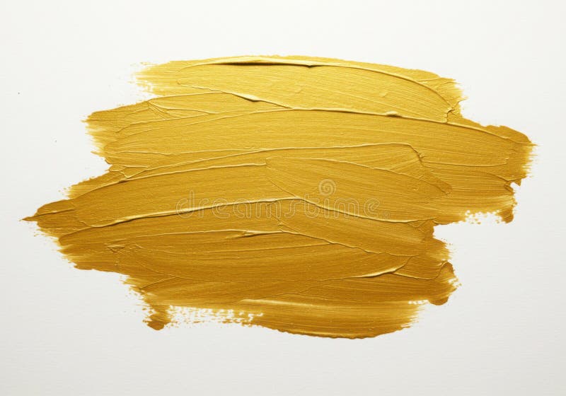Close Up of a Smear of Gold Paint on a White Background with Visible ...