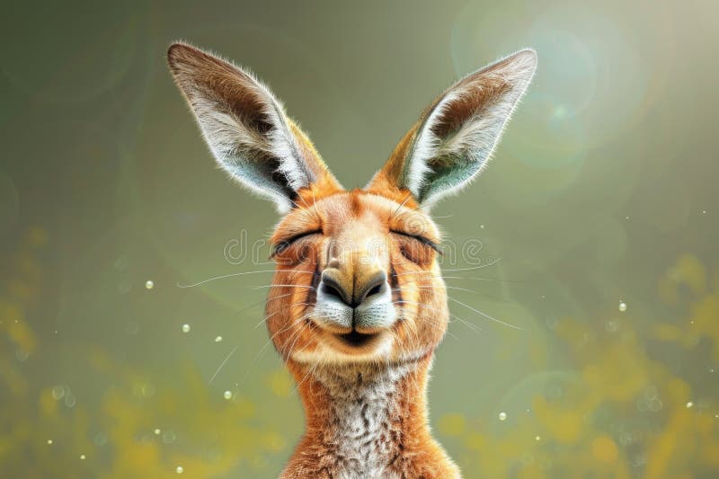 Close-Up of Smiling Cartoon Kangaroo on Vibrant Background Stock ...
