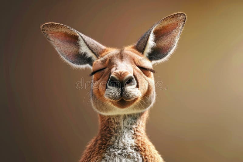 Close-Up of Smiling Cartoon Kangaroo on Vibrant Background Stock ...