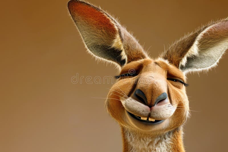 Close-Up of Smiling Cartoon Kangaroo on Vibrant Background Stock Image ...