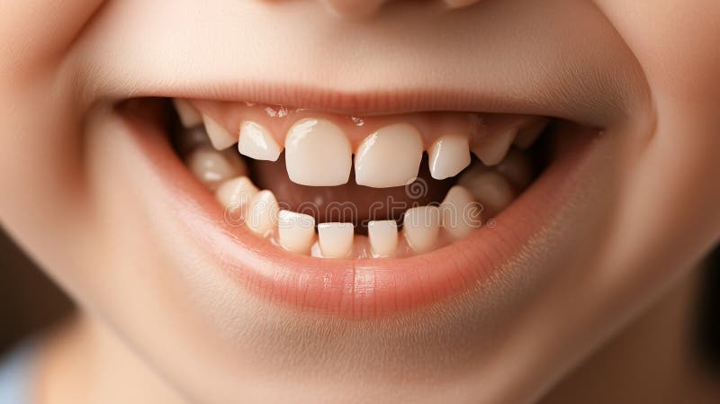 Close-up of a Smiling Child with Gaps between His Teeth Generative AI ...