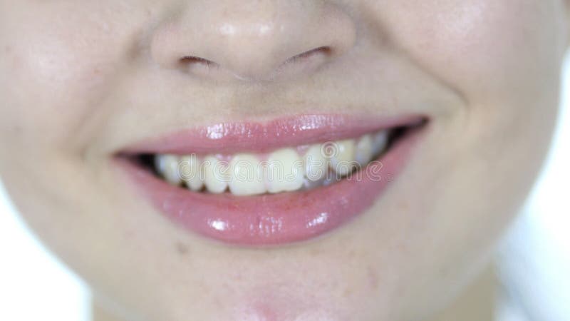 Close Up of Smiling Lips stock photo. Image of smiling - 99358334