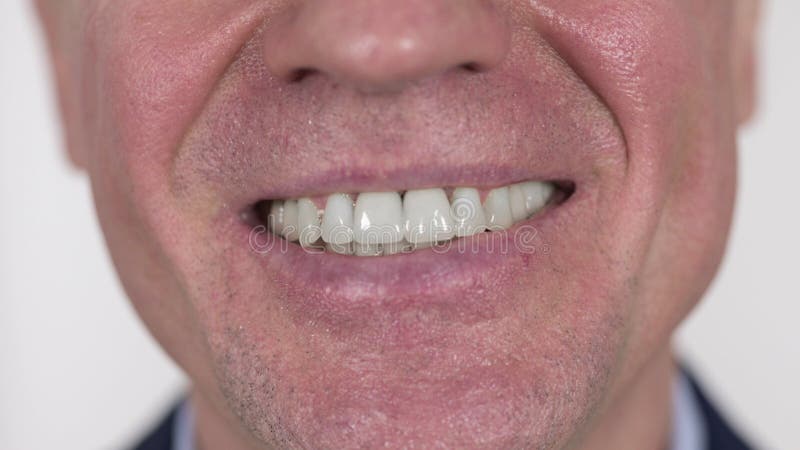 Close Up of Smiling Lips of Senior Man Stock Photo - Image of portrait ...