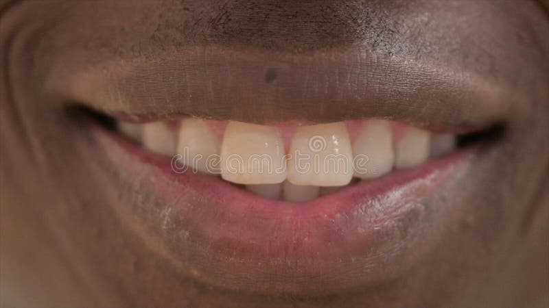 Close Up of Smiling Lips of Young African Man Stock Image - Image of ...