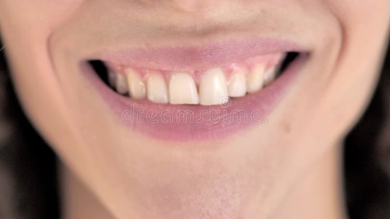 Close Up of Smiling Lips of Young Woman Stock Photo - Image of ...
