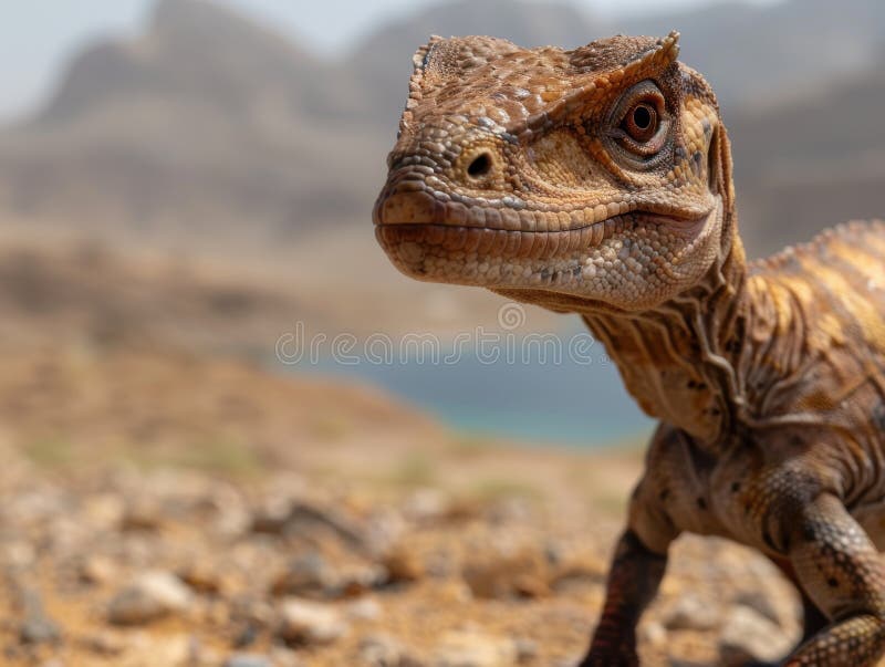 Close-up of a Smiling Lizard in the Desert Stock Illustration ...