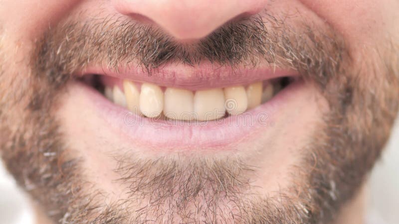Close Up of Smiling Man Lips and Teeth Stock Photo - Image of portrait ...