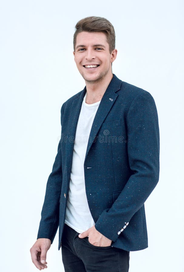 Close Up. Smiling Modern Business Man Stock Image - Image of male ...