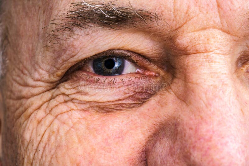 Close Up of a Smiling Older Man`s Eye Stock Photo - Image of closeup ...