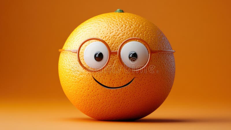 A Close Up of a Smiling Orange with Glasses on, AI Stock Image - Image ...