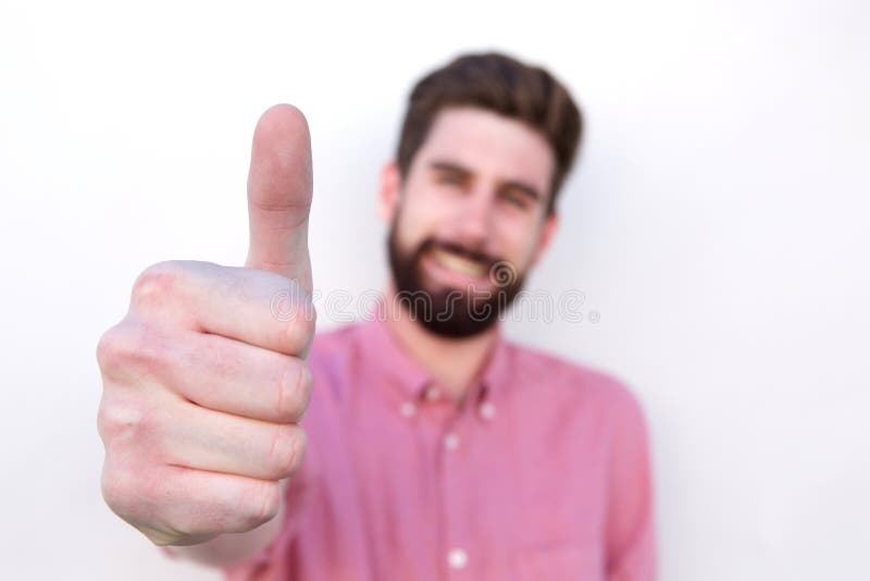 Man Smiling Positive Showing Thumbs Up Gesture Stock Photo - Image of ...