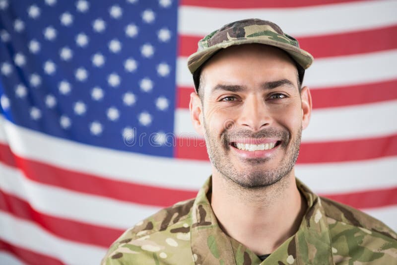 Close-up of Smiling Soldier Stock Photo - Image of people, confident ...