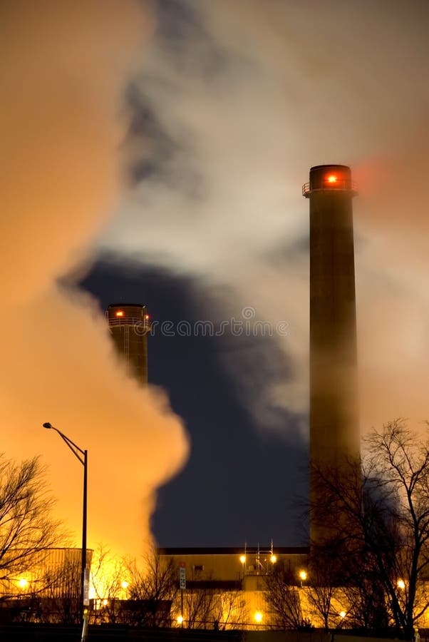 Close-up smoke stacks stock image. Image of plant, warming - 2527619