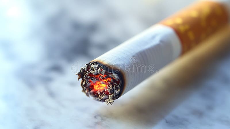 Close-up of a Smoldering Cigarette with Ash and Smoke Stock ...