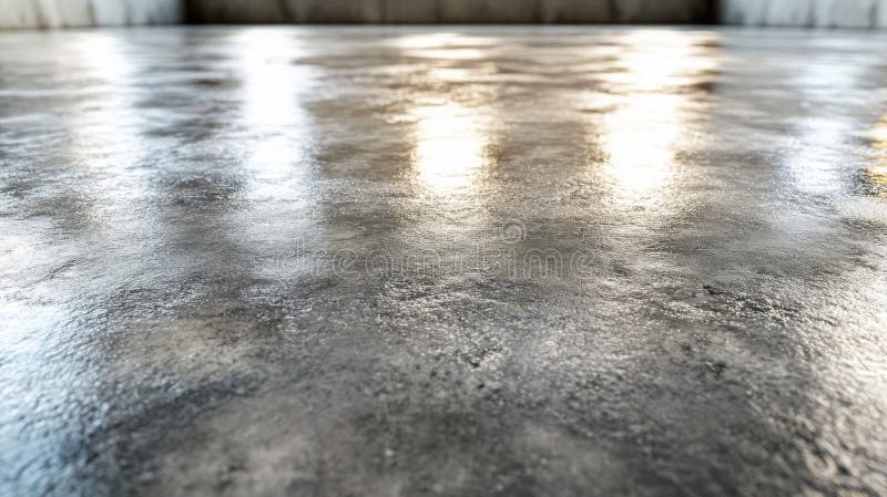 A Close-up of a Smooth Concrete Floor with Reflections Stock ...