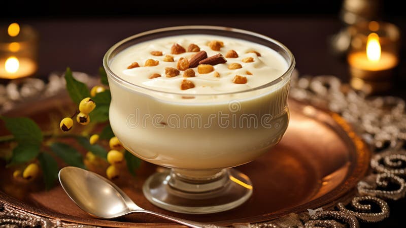 Close-up of Smooth and Creamy Pudding with Decorations Stock Image ...