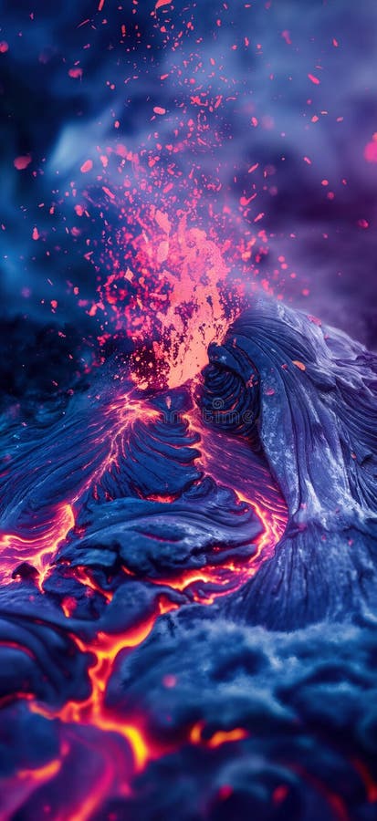 Close-up Smooth Lava Flow Abstract Wallpaper. Red Hot Flowing Lava ...