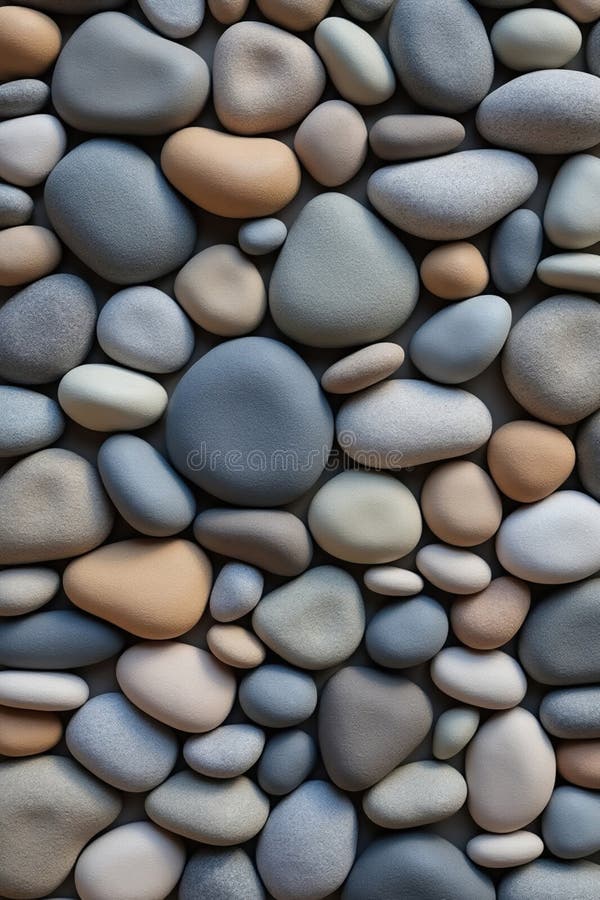 Close-up of Smooth Pastel Pebbles Forming Natural Stone Texture ...