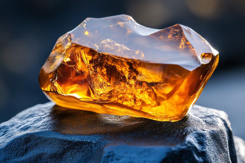 A Close-up of the Smooth, Polished Surface of an Amber Stone, with Tiny ...