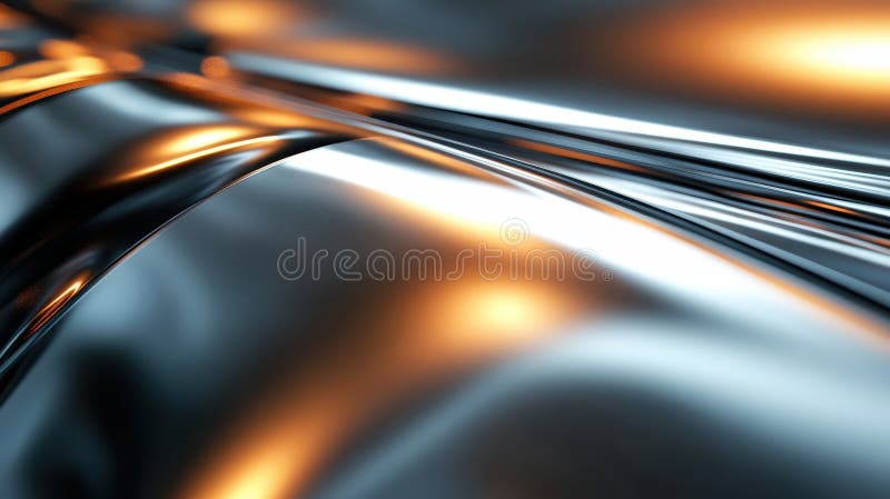 A Close-up of Smooth, Reflective Metallic Surfaces with Warm Lighting ...