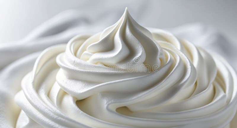 Close Up of a Smooth Swirl of White Whipped Cream Texture in High ...