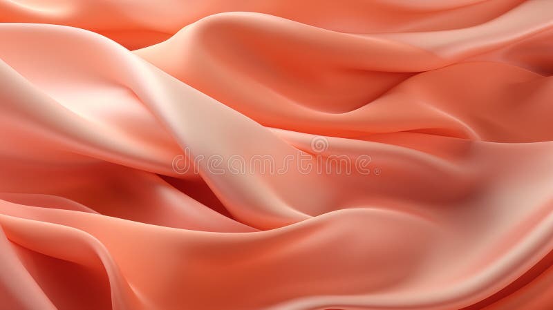 Close Up of Smooth Waves of Luxurious Peach-fuzz Colored Silk Fabric ...