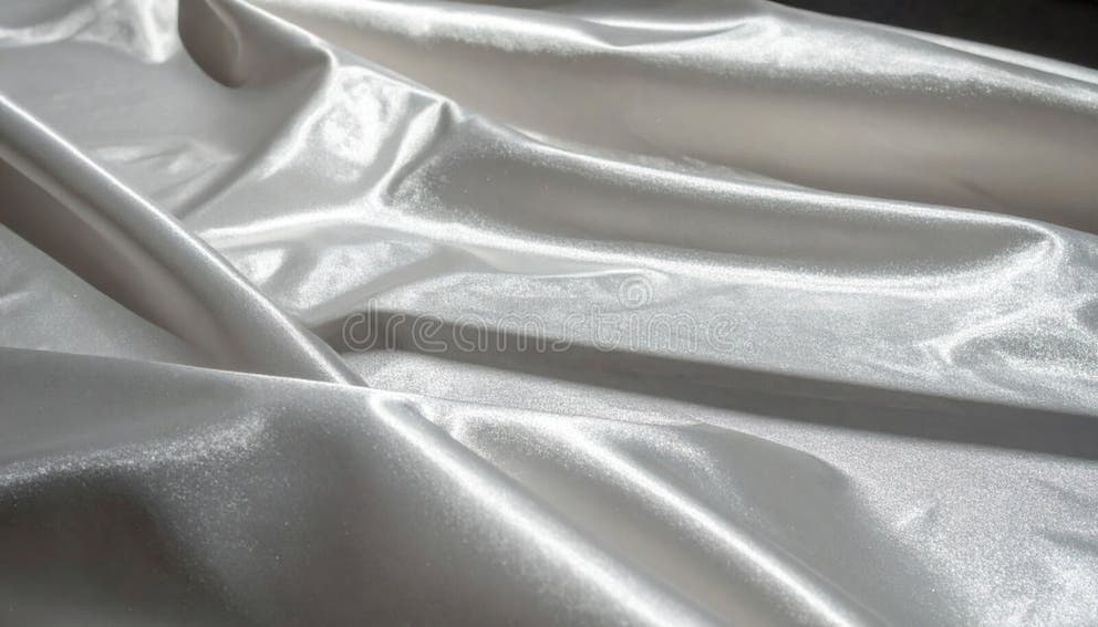 Close Up of Smooth White Satin Fabric Texture and Light Reflecting ...