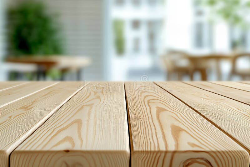 Close-up of Smooth Wooden Table Surface in Bright Outdoor Setting Stock ...