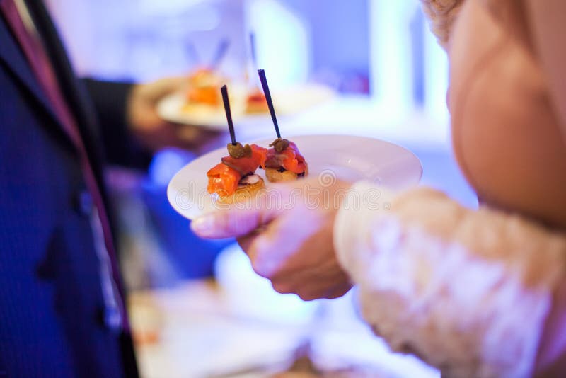 Close-up of Snack on a Plat, Hold in Hands. Stock Image - Image of ...