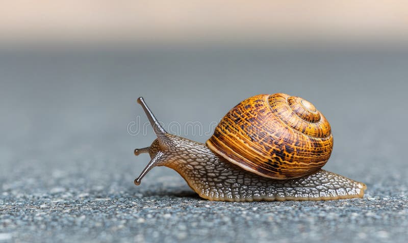 A Close-up of a Snail Crawling on a Surface, Showcasing Its Intricate ...