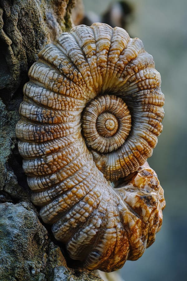 A Close-up of a Snail S Shell Resting on the Branch of a Tree Stock ...
