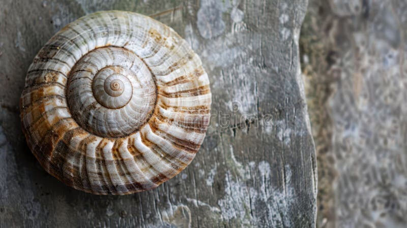 Close Up of a Snail Shell on a Gray Rock Stock Image - Image of ...