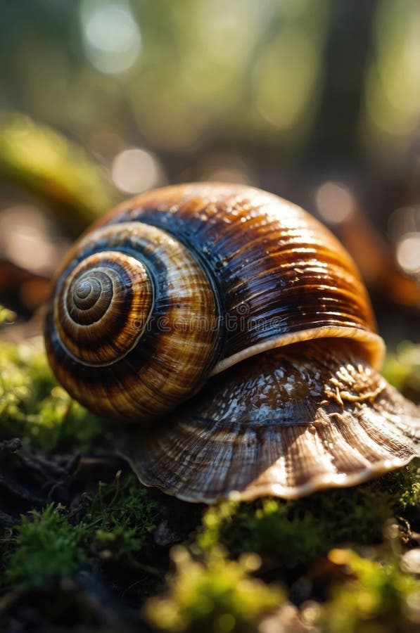 Close-up of a Snail Shell in Sunlight, a Detailed Macro Photograph ...