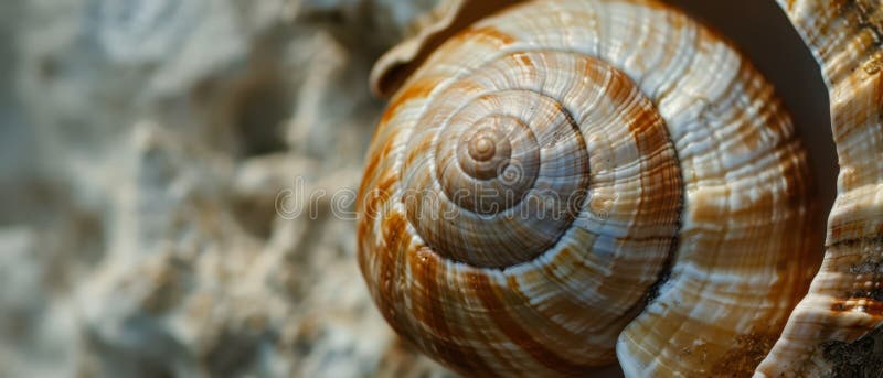 Close Up of a Snail Shell on a Rocky Surface Stock Illustration ...