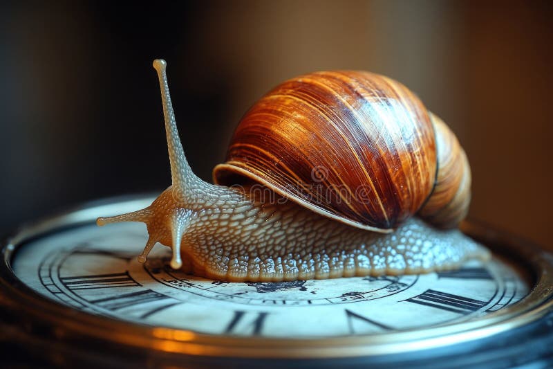 A Close-up of a Snail Sitting on a Clock Face, Highlighting Its Small ...