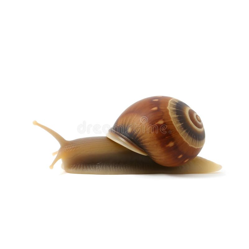 Close-Up of Snail with Spiral Shell and Antennae on White Background ...