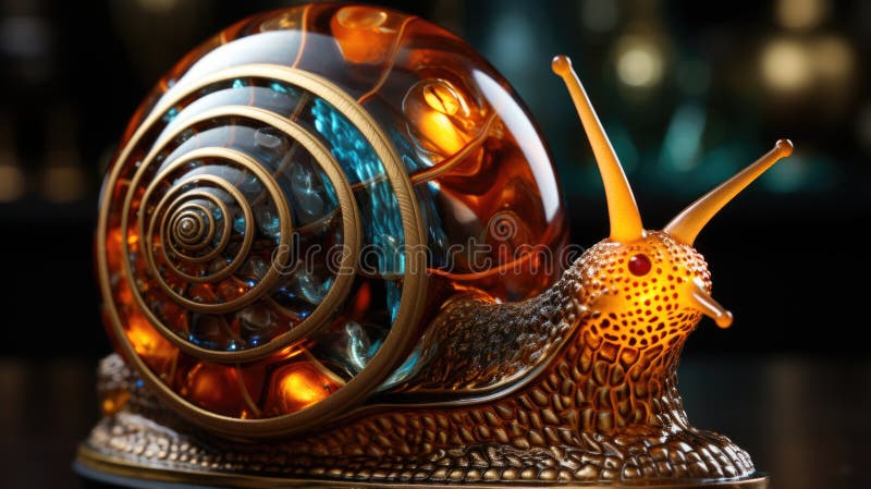 A Close Up of a Snail Statue on a Table Stock Illustration ...