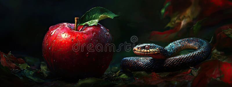 Close Up of Snake and Apple. Selective Focus Stock Image - Image of ...