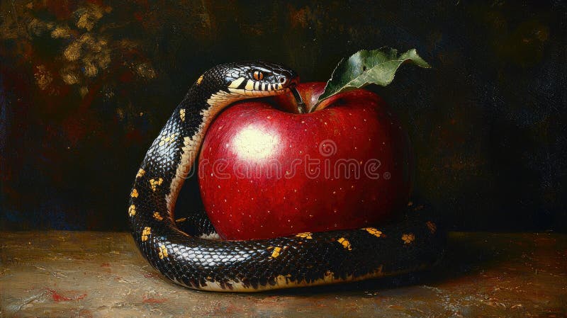 Close Up of Snake and Apple. Selective Focus Stock Image - Image of ...