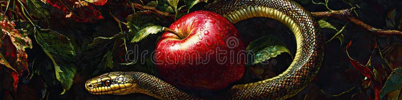 Close Up of Snake and Apple. Selective Focus Stock Image - Image of ...