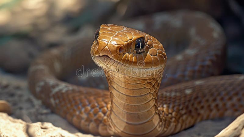 Close-up of a Snake Coiled Around a Rock Stock Photo - Image of ...