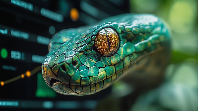 Close-up of a Snake with Digital Patterns in Its Eye. Stock Photo ...