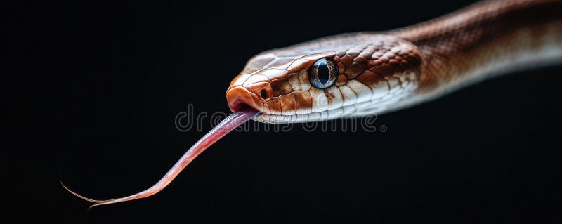 Close-up of a Snake with a Forked Tongue in Sharp Focus, Displaying ...