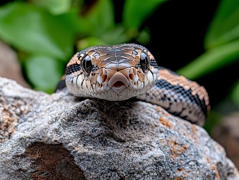 A Close Up of a Snake on a Rock Stock Photo - Image of stone, sharp ...