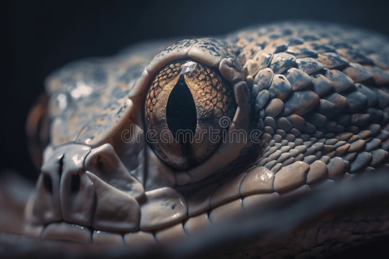 A Close Up of a Snake S Eye with a Black Background Stock Illustration ...
