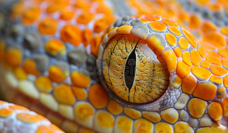 A Close Up of a Snake S Eye with a Yellow Iris. the Eye is Surrounded ...