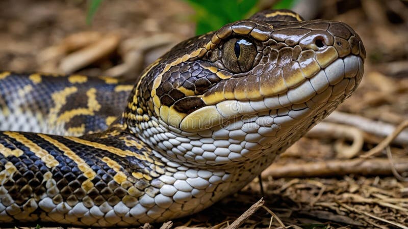 A Close-up of a Snake Showcasing Its Scales and Features in a Natural ...