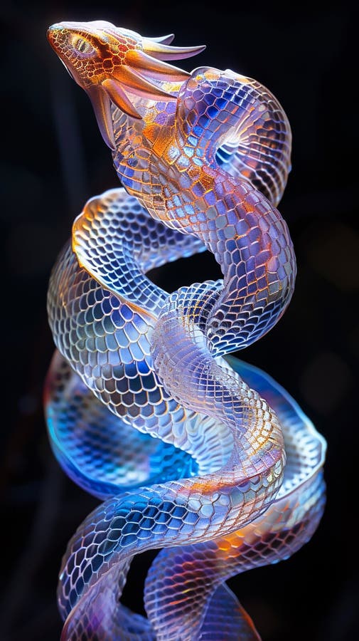 A Close Up of a Snake with a Very Long Neck Stock Illustration ...