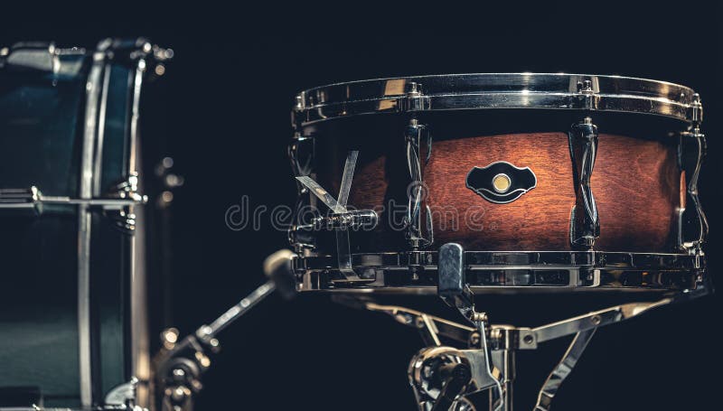 Close-up, Snare Drum on a Dark Background Isolated. Stock Photo - Image ...